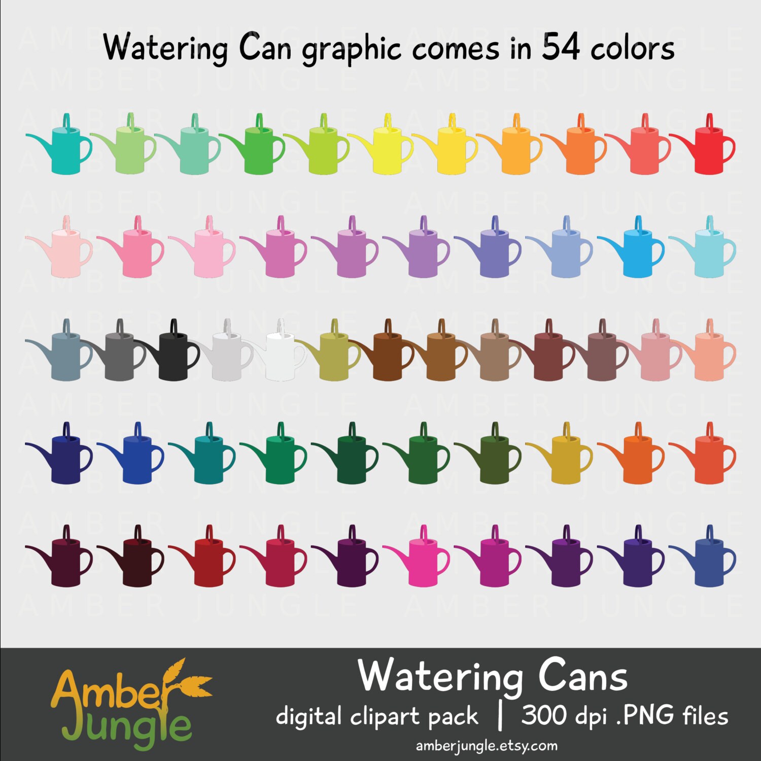 Watering Can Clipart - Instant Download! Watering Can Clip Art Digital ...