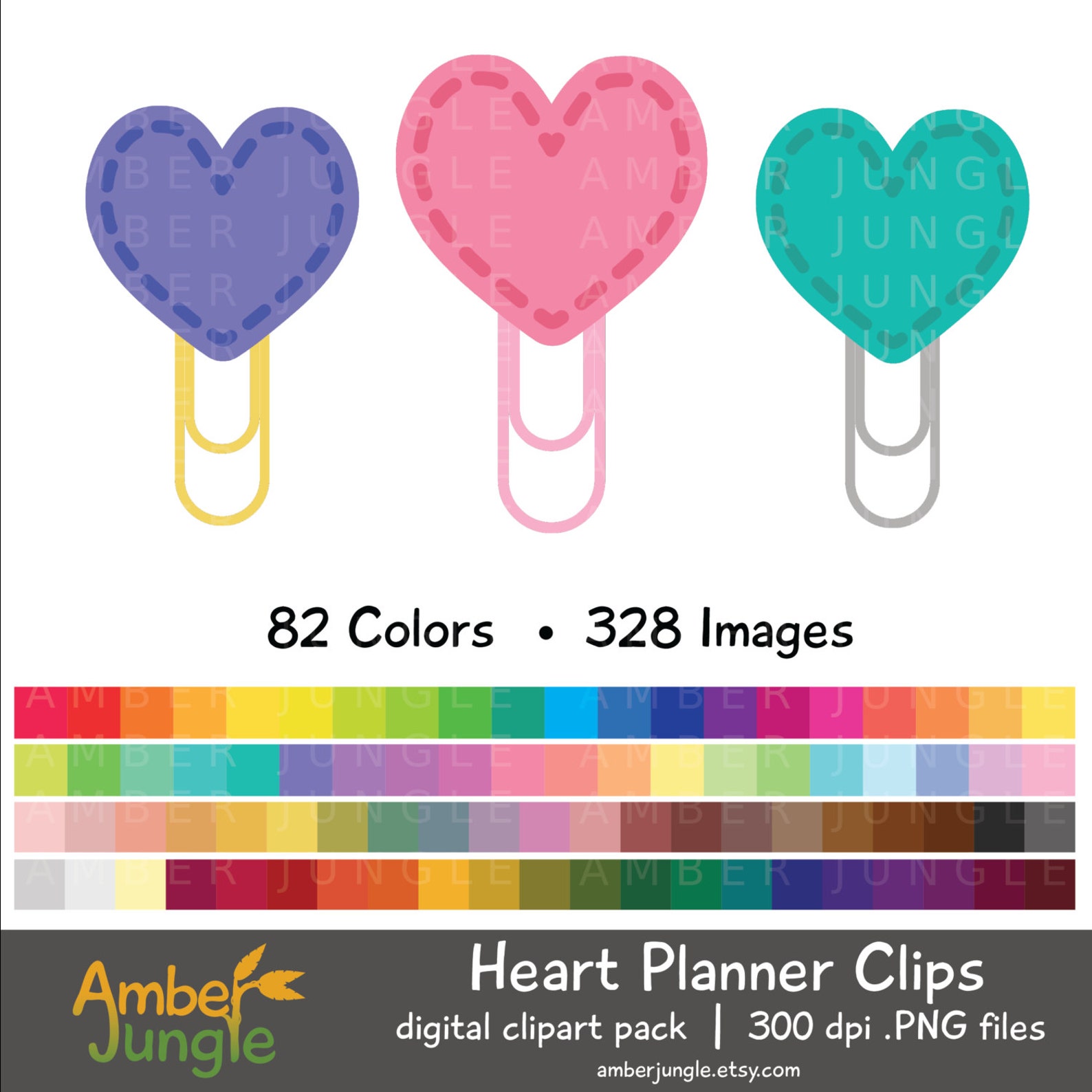 Heart Planner Clips Clipart - Heart Shaped Paper Clip Art Rainbow ...