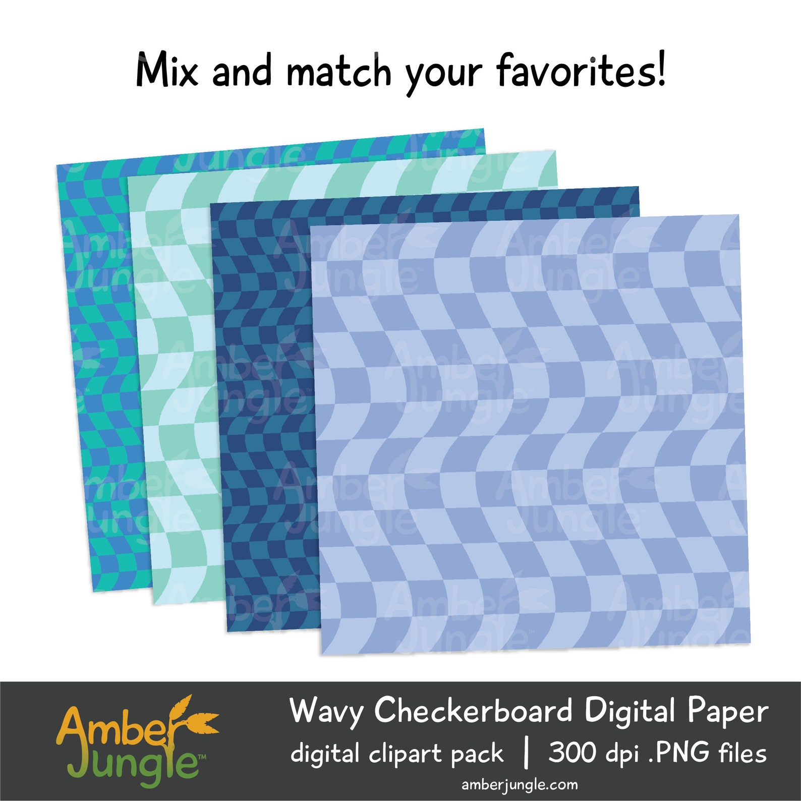 Wavy Checkerboard Digital Paper Pack: 12x12 Inch Seamless/tiling ...