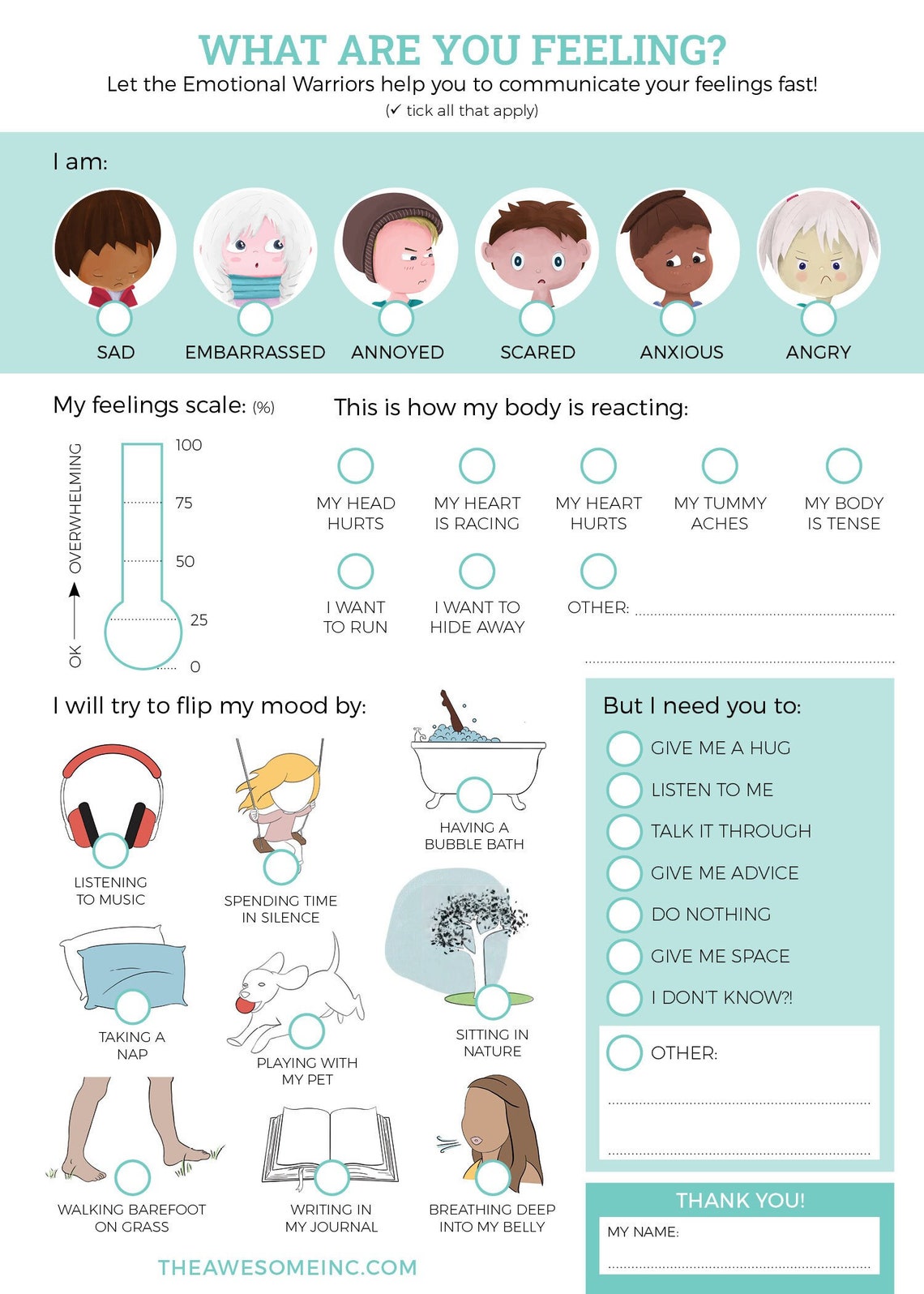 Emotional Warriors Feelings Printable - Emotional Literacy, Communicate ...