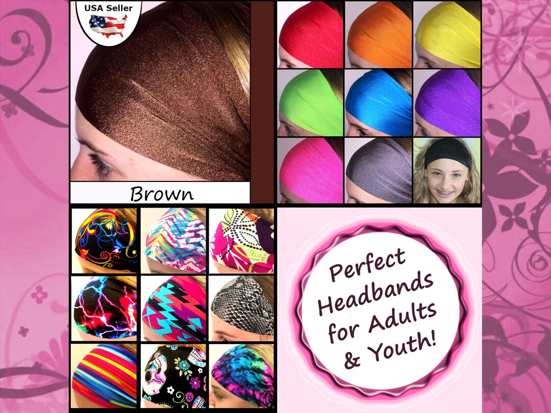 Running Jogging Track Headbands Wick Sweat Stay on Various Colors brown ...