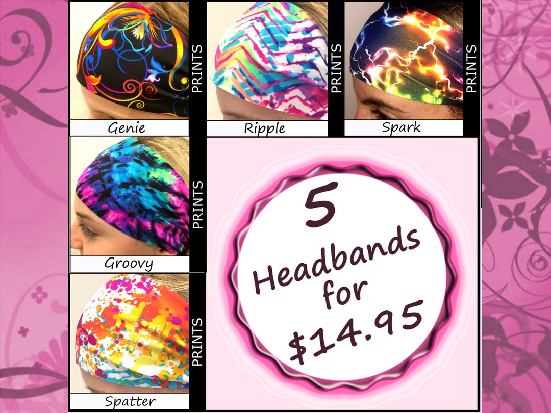 Headbands Colorful Set of 5 - Etsy