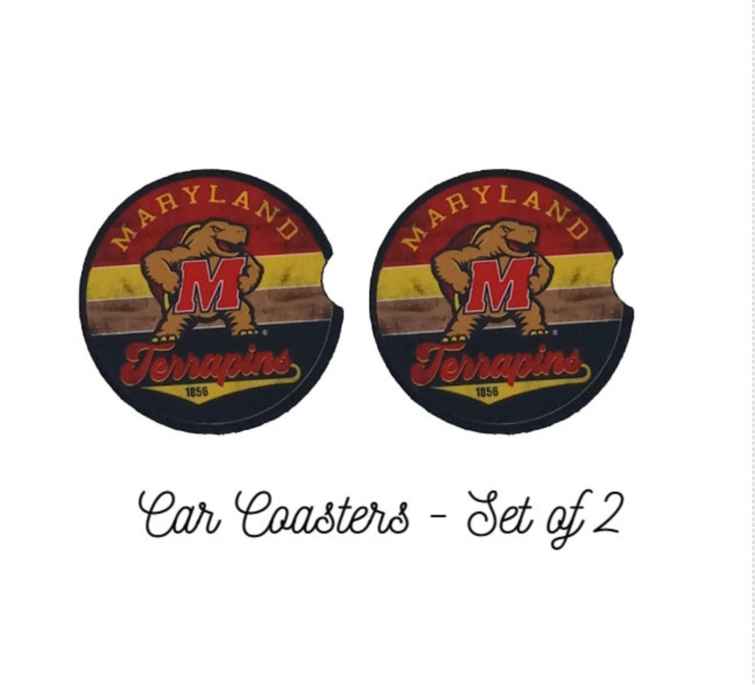Maryland Terrapins Car Coasters Set of 2 Car Accessory MD Terps Decor ...
