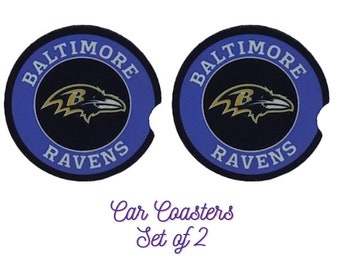 Baltimore Ravens Ceramic Car Coaster Set of 2, Baltimore Ravens Car ...