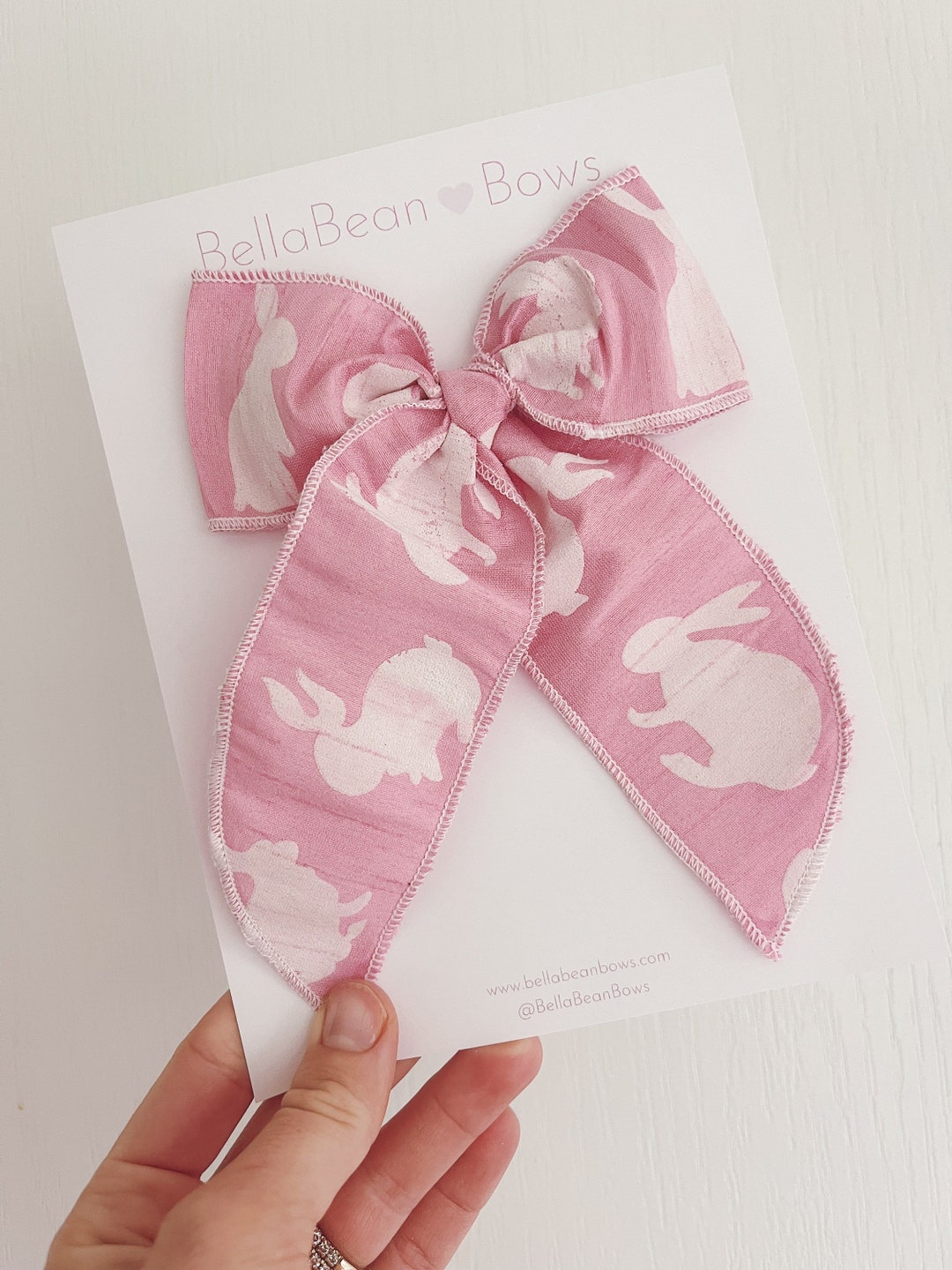 Bunny Bow Pink Rabbit Bunny Bow, Pastel Easter Bow, Easter Hairbows ...