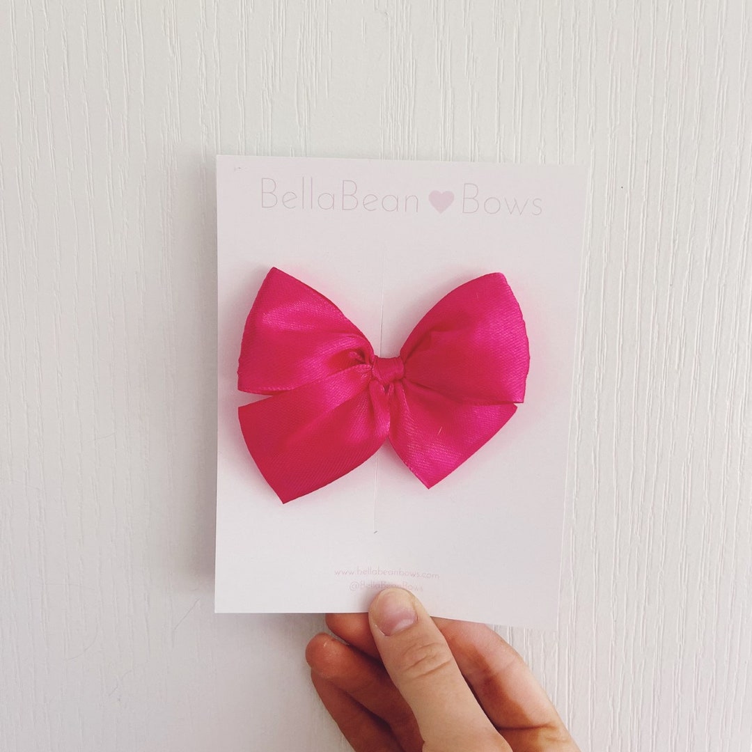 Bright Pink Bow, Satin Bow, Baby Bow, Pink Bow - Etsy