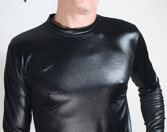 Mens Long Sleeved Tee Shirt In Gloss Stretch Vinyl Pvc By Suzi | Etsy