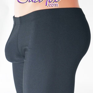 Pouch Front Leggings Shown in Black Milliskin Tricot Spandex by Suzi ...