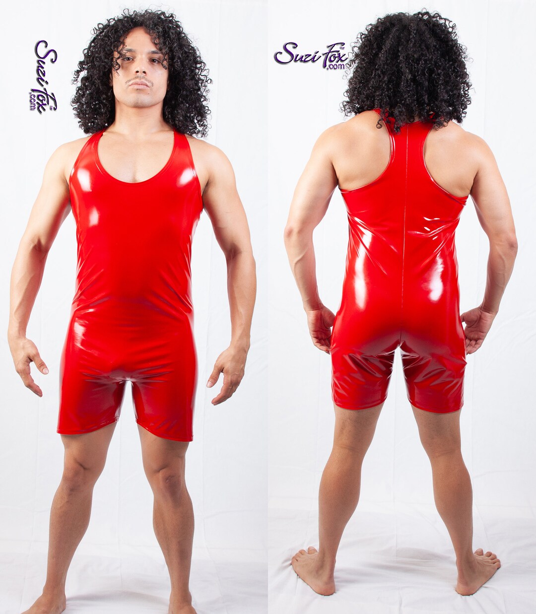 Racerback Singlet Shown in Red Stretch Gloss Vinyl PVC Custom Made by ...