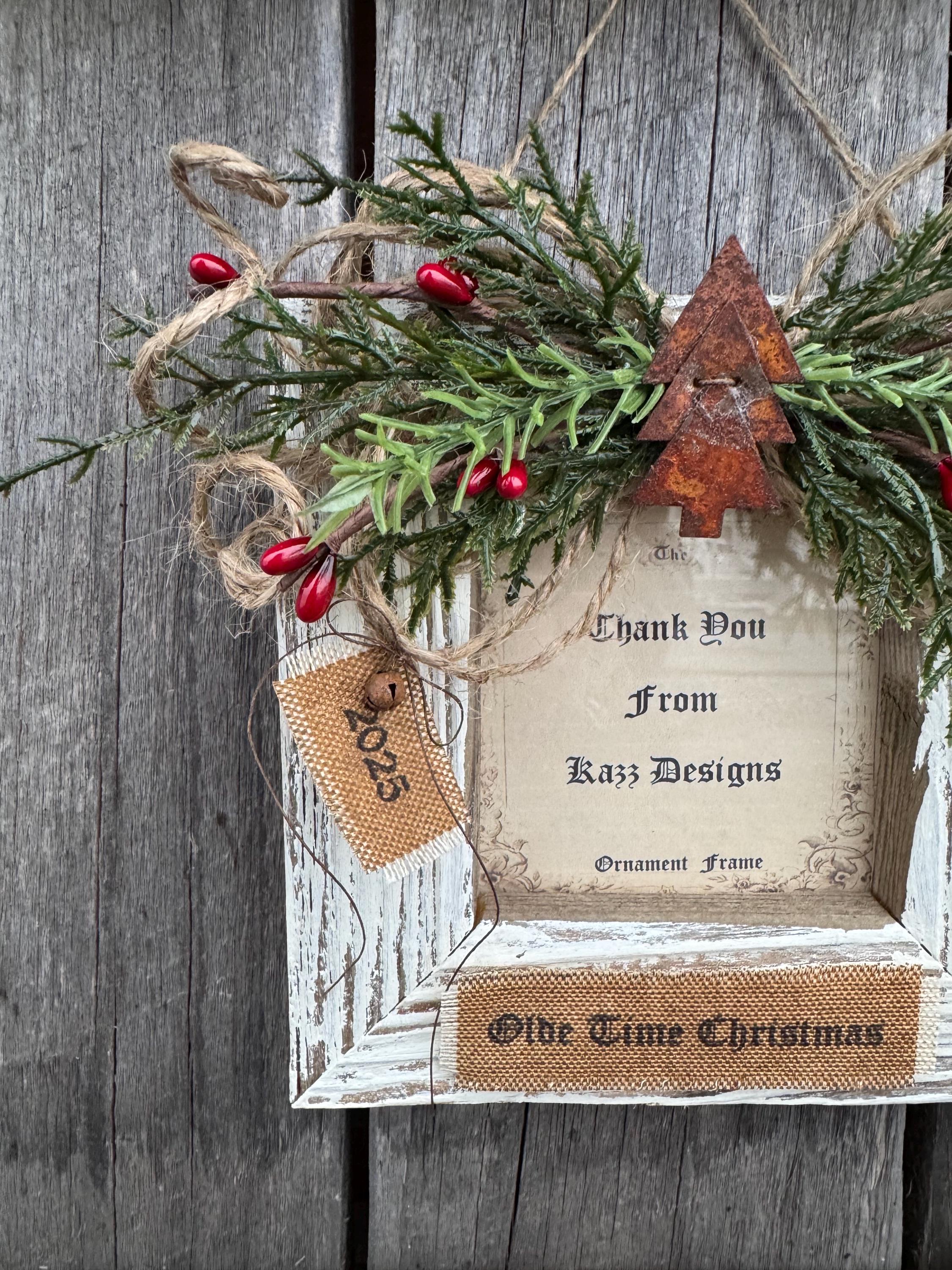 Personalized Rustic Barn Wood Christmas Photo Frame Ornament - Etsy