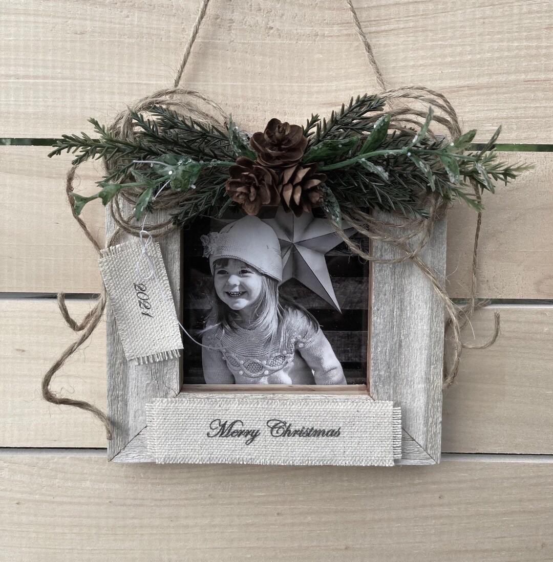 Personalized Barn Wood Christmas Photo Ornament Frame - Etsy