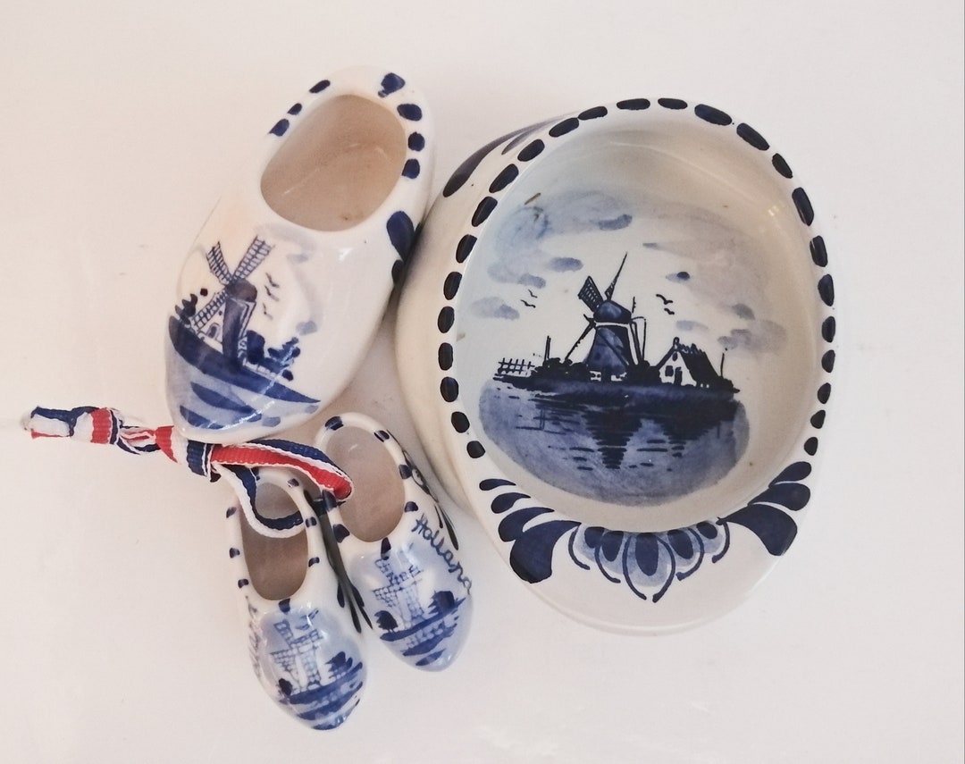 Blue and White Delft Pottery Hand Painted in Holland - Etsy
