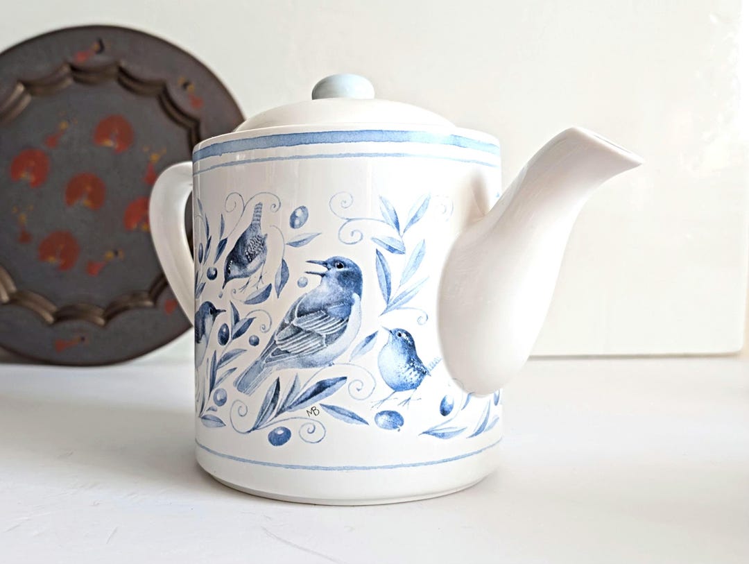 Hallmark Ceramic Teapot ~ Marjolein Bastin ~ Blue & White Kitchen Décor ...