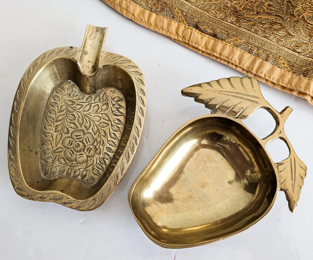 Multi Purpose Brass Apple Dish Pair - Etsy