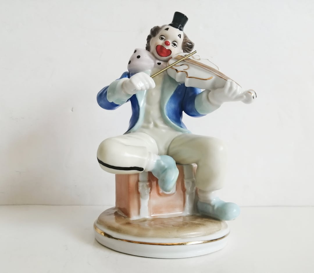 Whimsical Porcelain Clown Made in Italy Clown Playing - Etsy