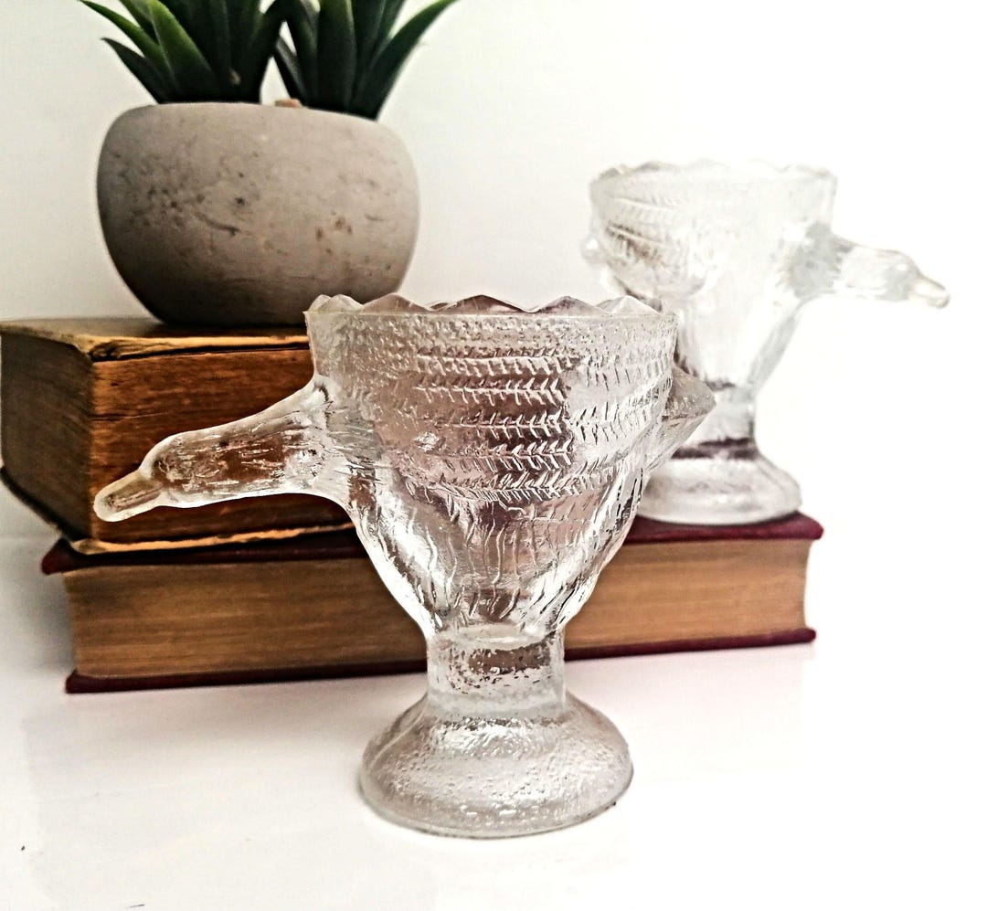 Glass Egg Cups Pair - Vintage Egg Holder ~ Breakfast Tableware - Etsy