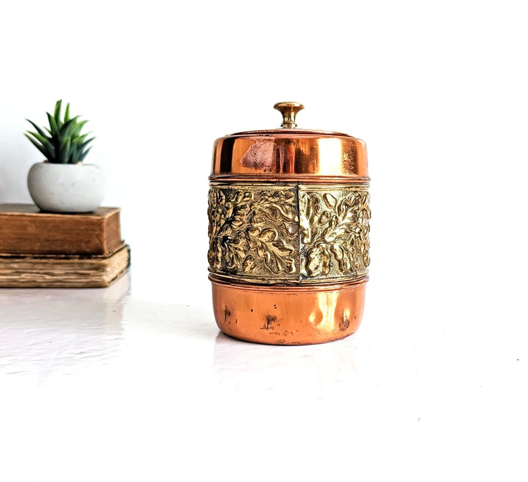 Linton Tea Caddy Copper & Brass Tea Container Rustic Copper - Etsy