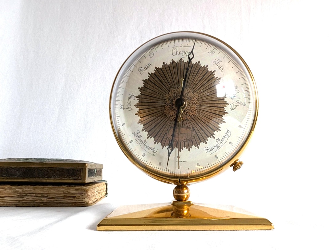 Wittnauer Art Deco Style Tabletop Barometer Swivel Brass Base Globe ...