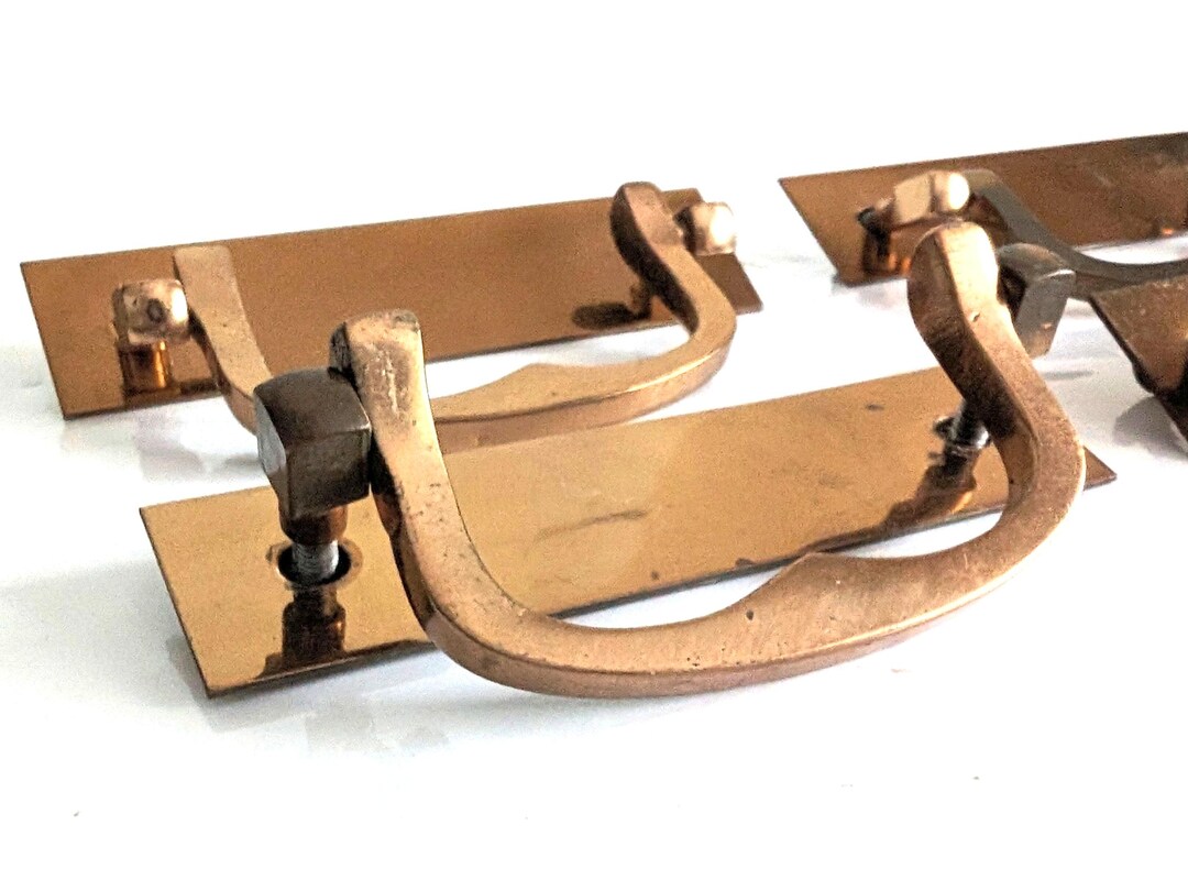 Brass Drop Handles With Back Plates ~ Vintage Brass ~ Salvaged Hardware ...