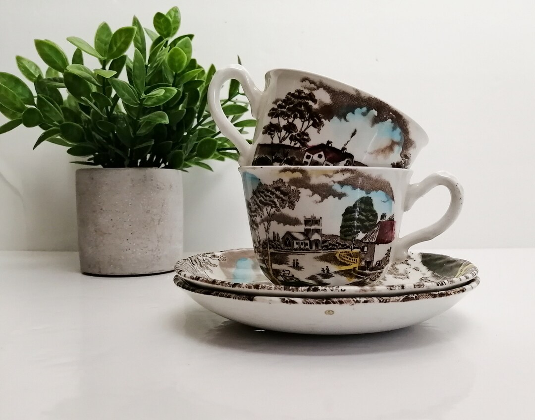 WH Grindley Tea Cup and Saucer, Sunday Morning, Fine Staffordshire Ware ...