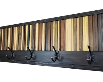 Rustic Wooden Wall Mounted Coat Rack Reclaimed Wood Wood | Etsy