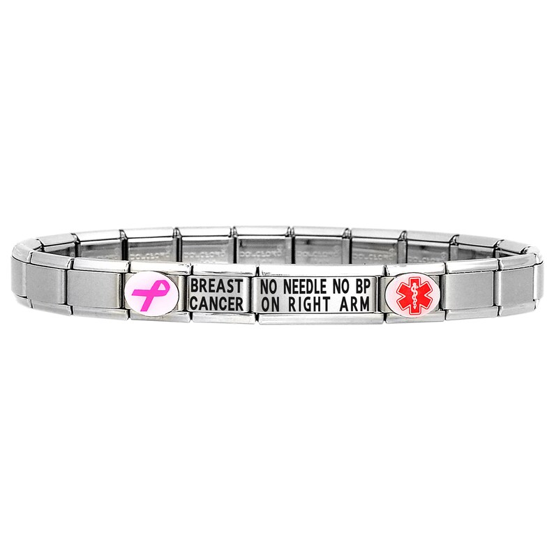 Breast Cancer No Needle No BP on Arm — Medical Alert Bracelet — Italian ...