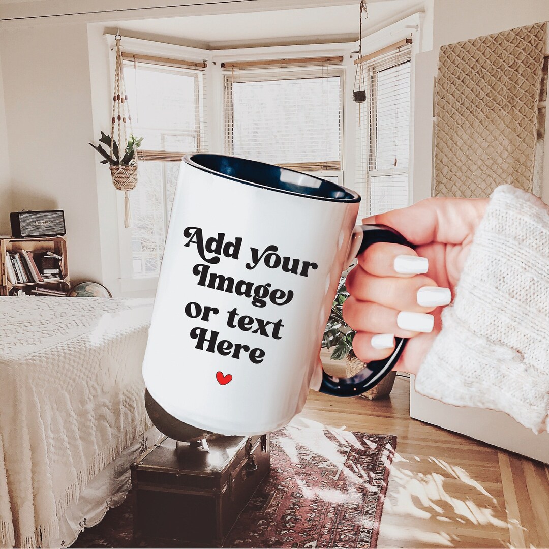 Print Photos on Mugs, Personalized Text Coffee Mug, Coffee Label Mug ...