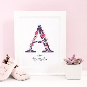 Letter Prints, Nursery Wall Art, Floral Nursery Decor, Girl Nursery ...