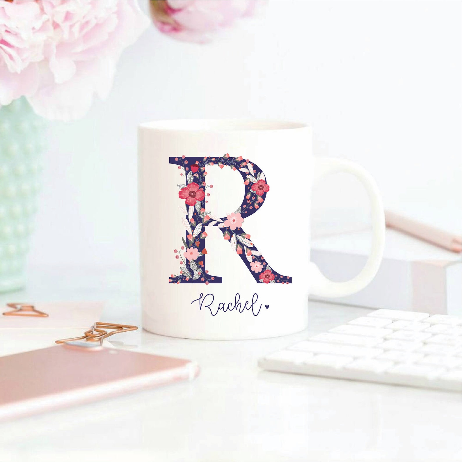 Initial Mug Monogram Mug Letter Mug Christmas Mug Custom | Etsy