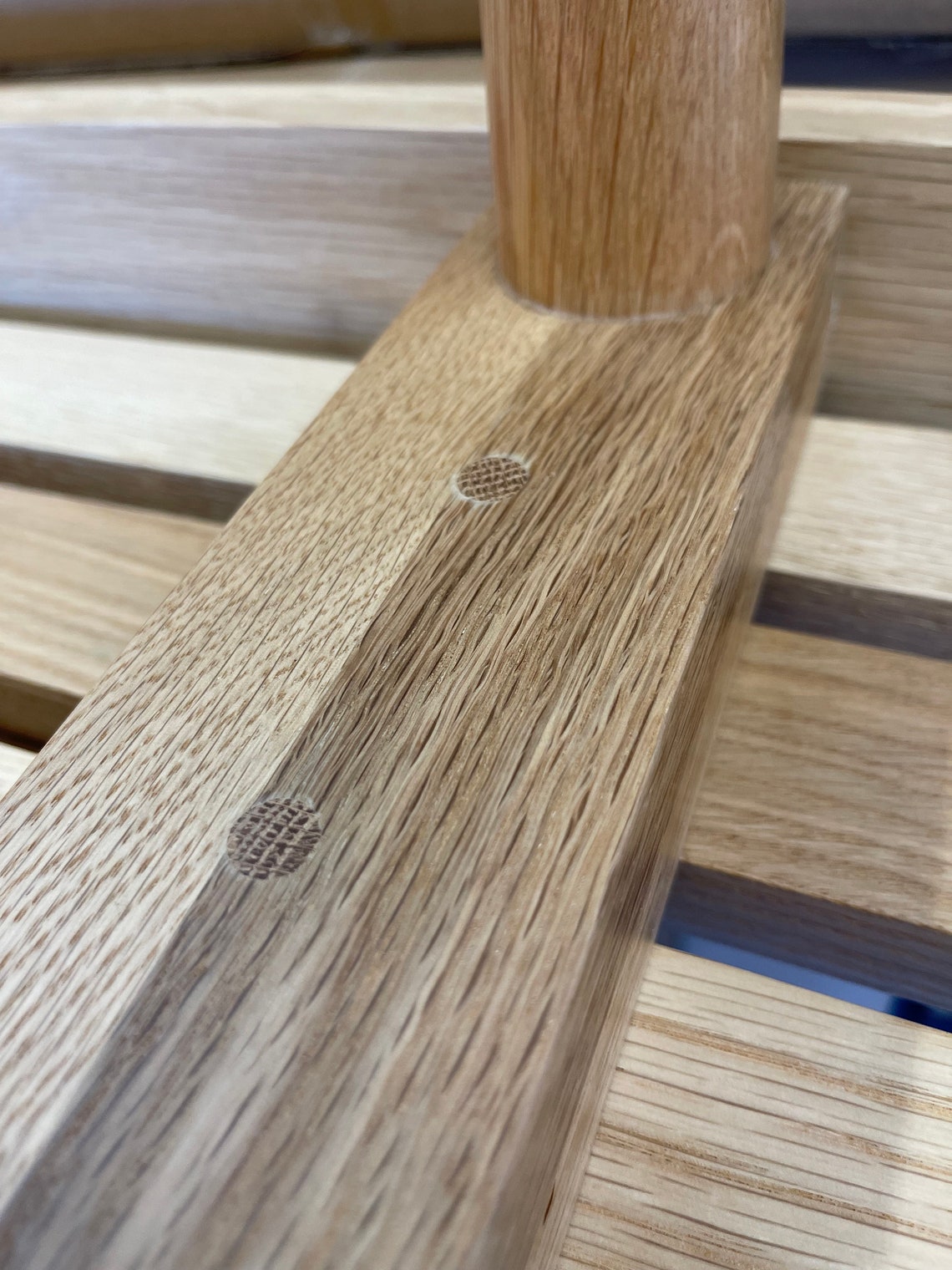 Gorgeous MCM Solid Oak Slat Bench | Etsy