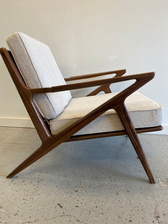 Handmade Solid Walnut Z Chair in Rustic Sand - Etsy