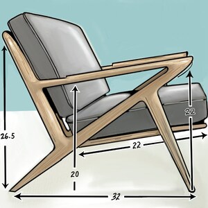 Amazing Hand Made Solid Oak Z Chair in Charcoal - Etsy