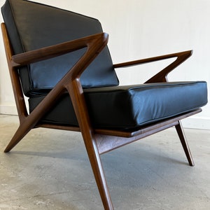 Handmade Solid Walnut Z Chair & Ottoman in Natural Leather - Etsy