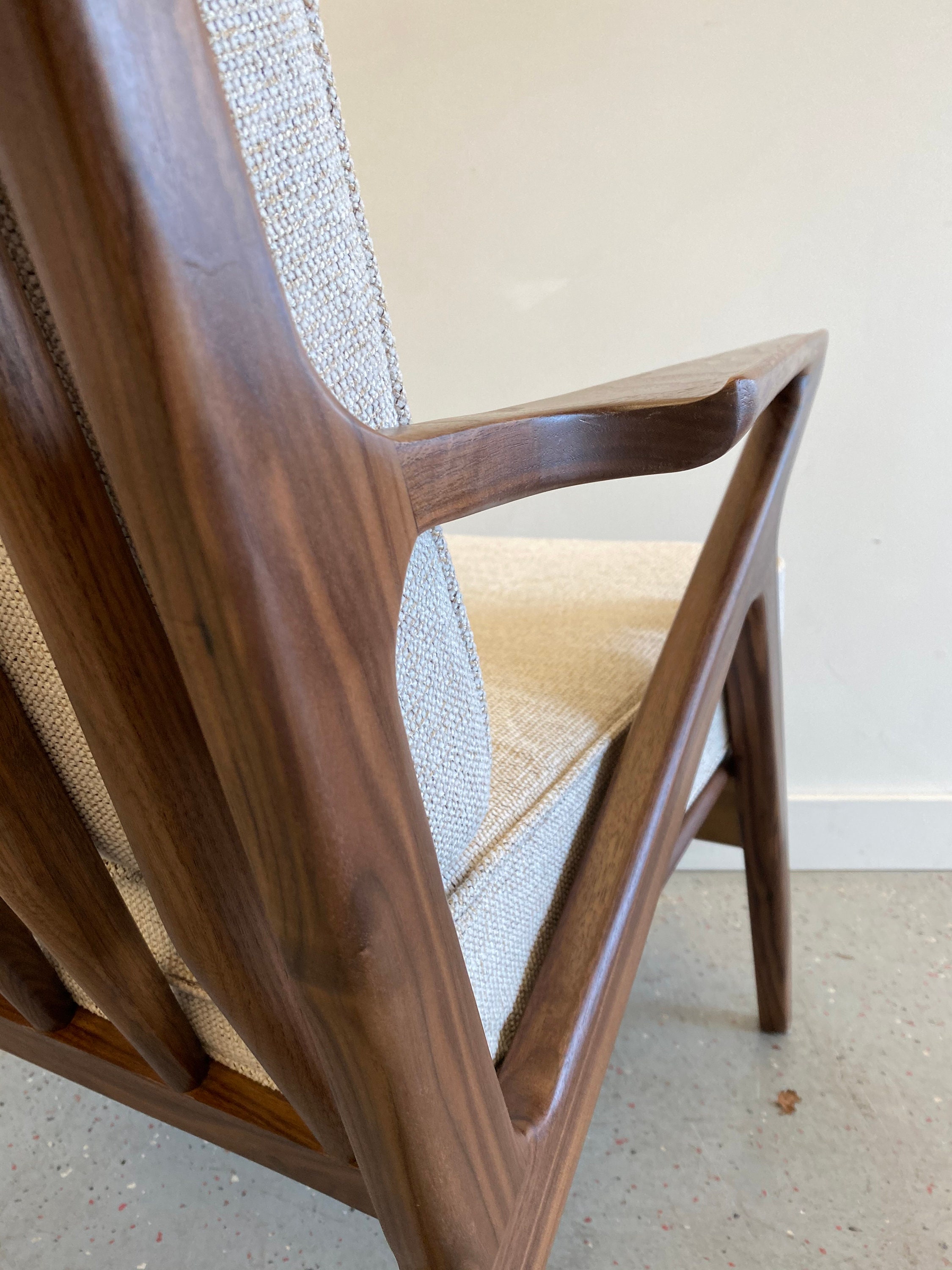 Handmade Solid Walnut Z Chair in Rustic Sand - Etsy