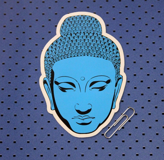 Blue Buddha Head Bumper Sticker | Etsy