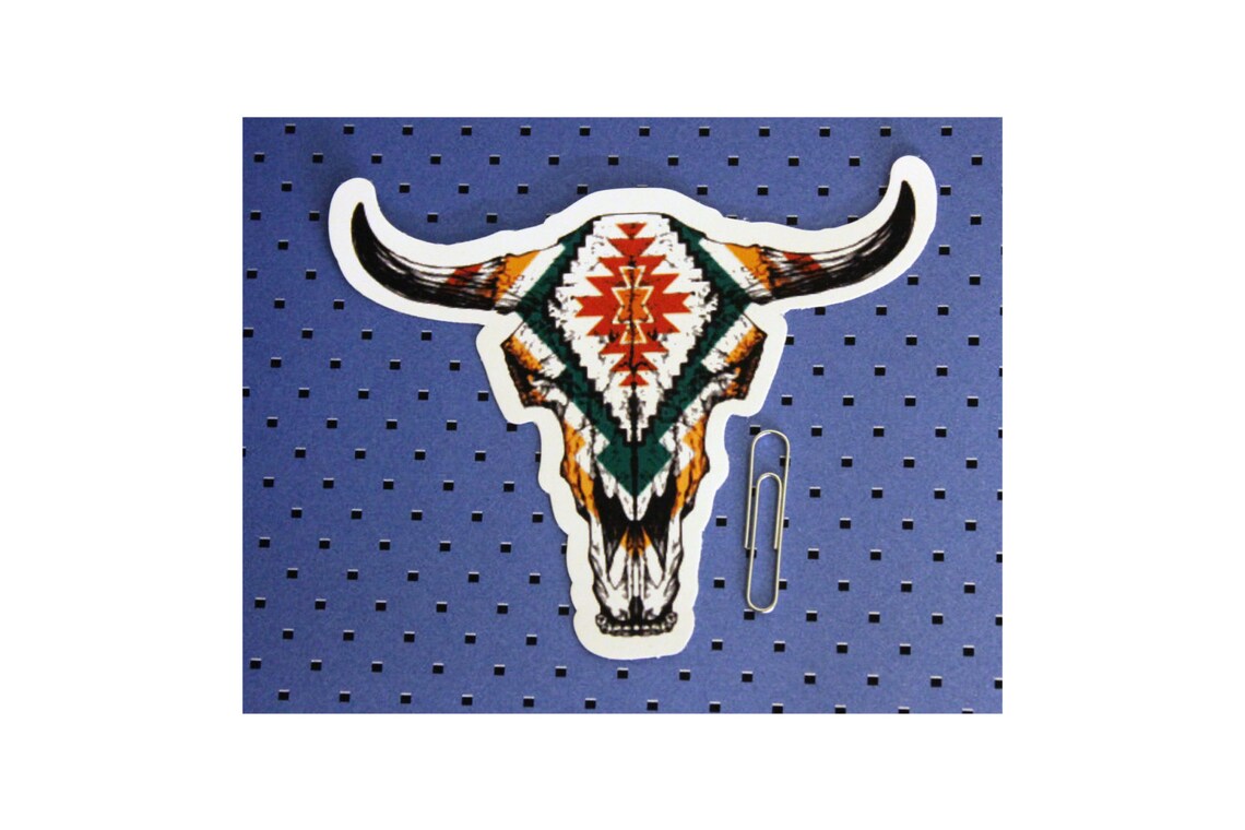 Native Cow Skull Bumper Sticker - Etsy