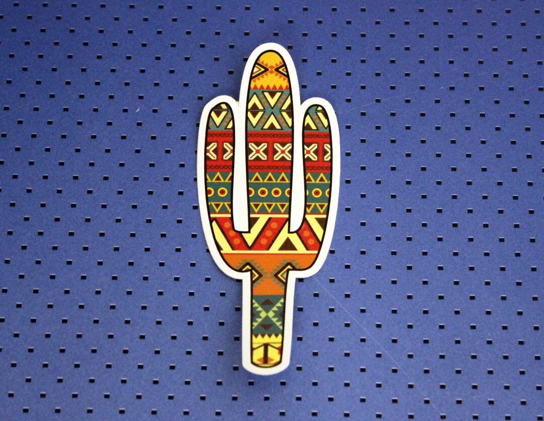 Aztec Pattern Saguaro Bumper Sticker - Etsy