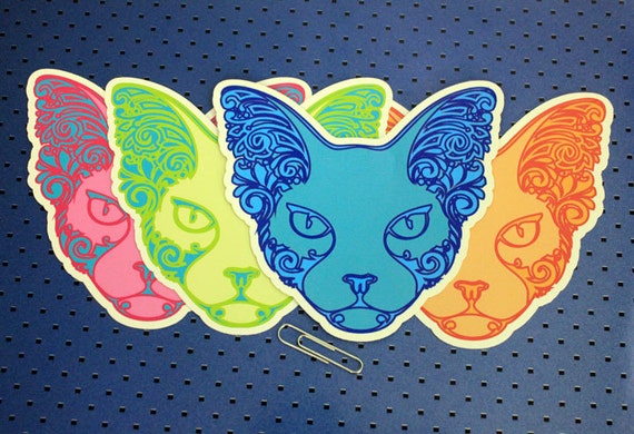 4 Sphynx Cats Bumper Stickers Set | Etsy