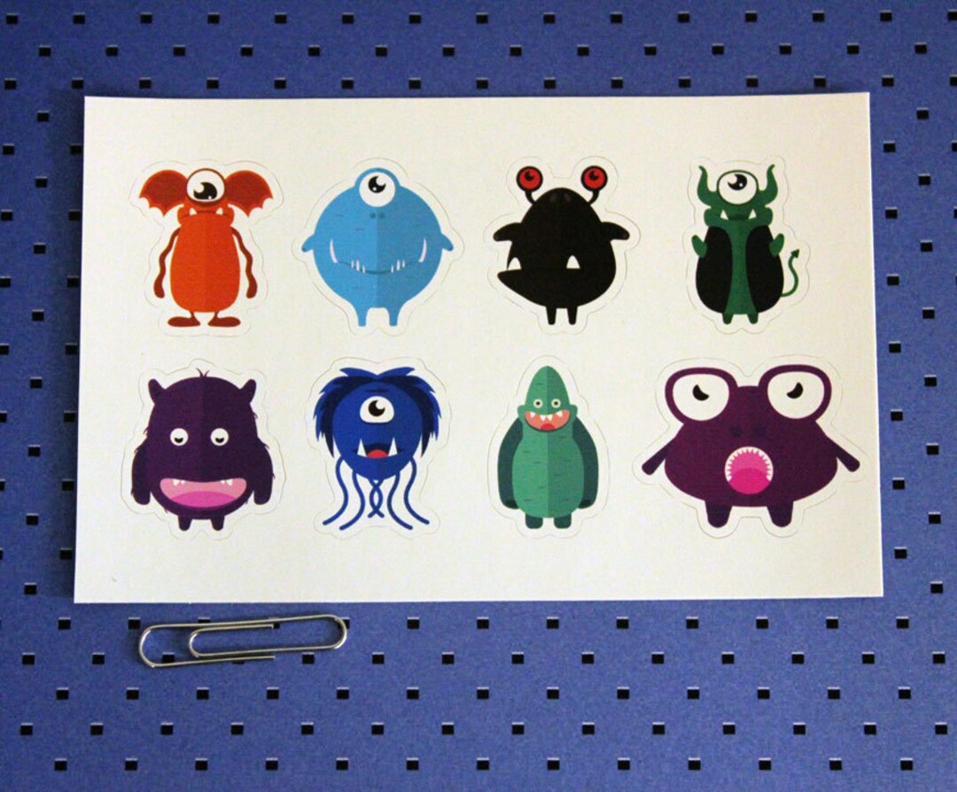 Monster Set Sticker Sheet - Bumper Stickers - Etsy