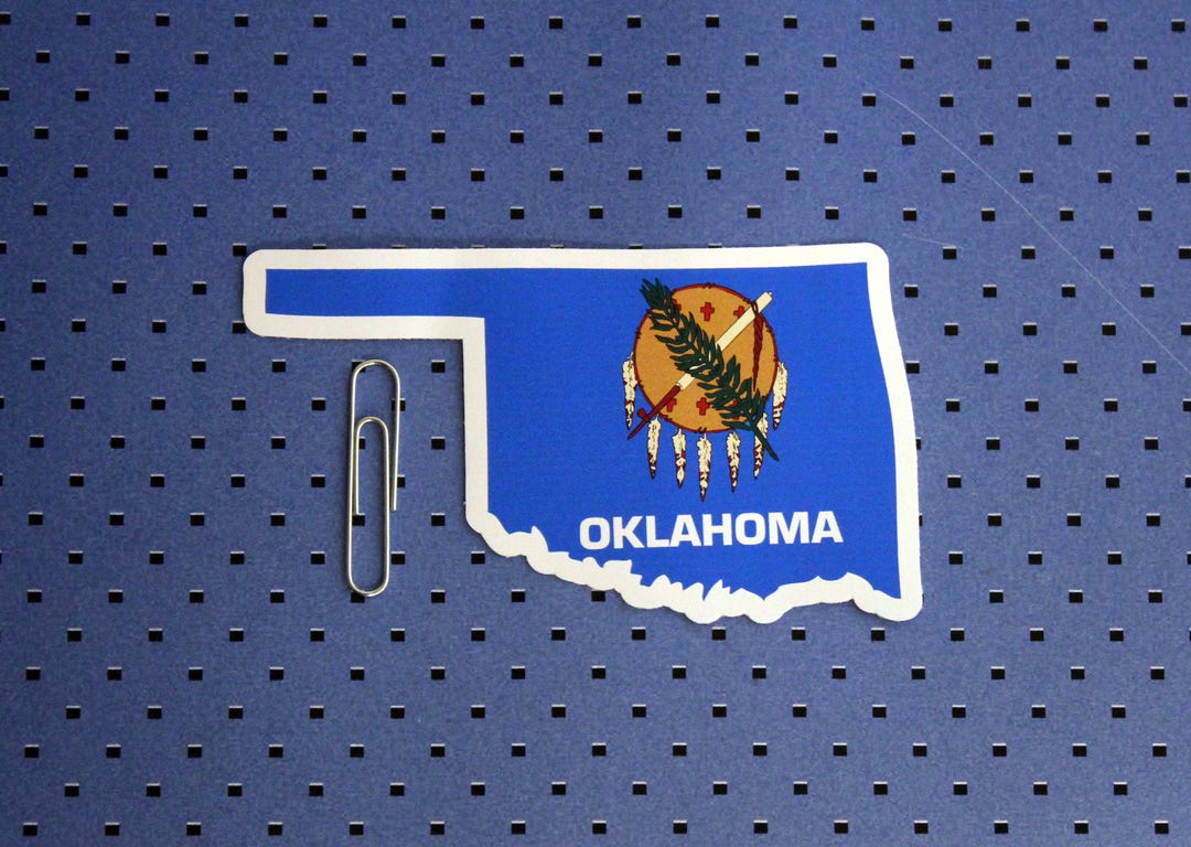 Oklahoma State Shape Flag Bumper Sticker - Etsy