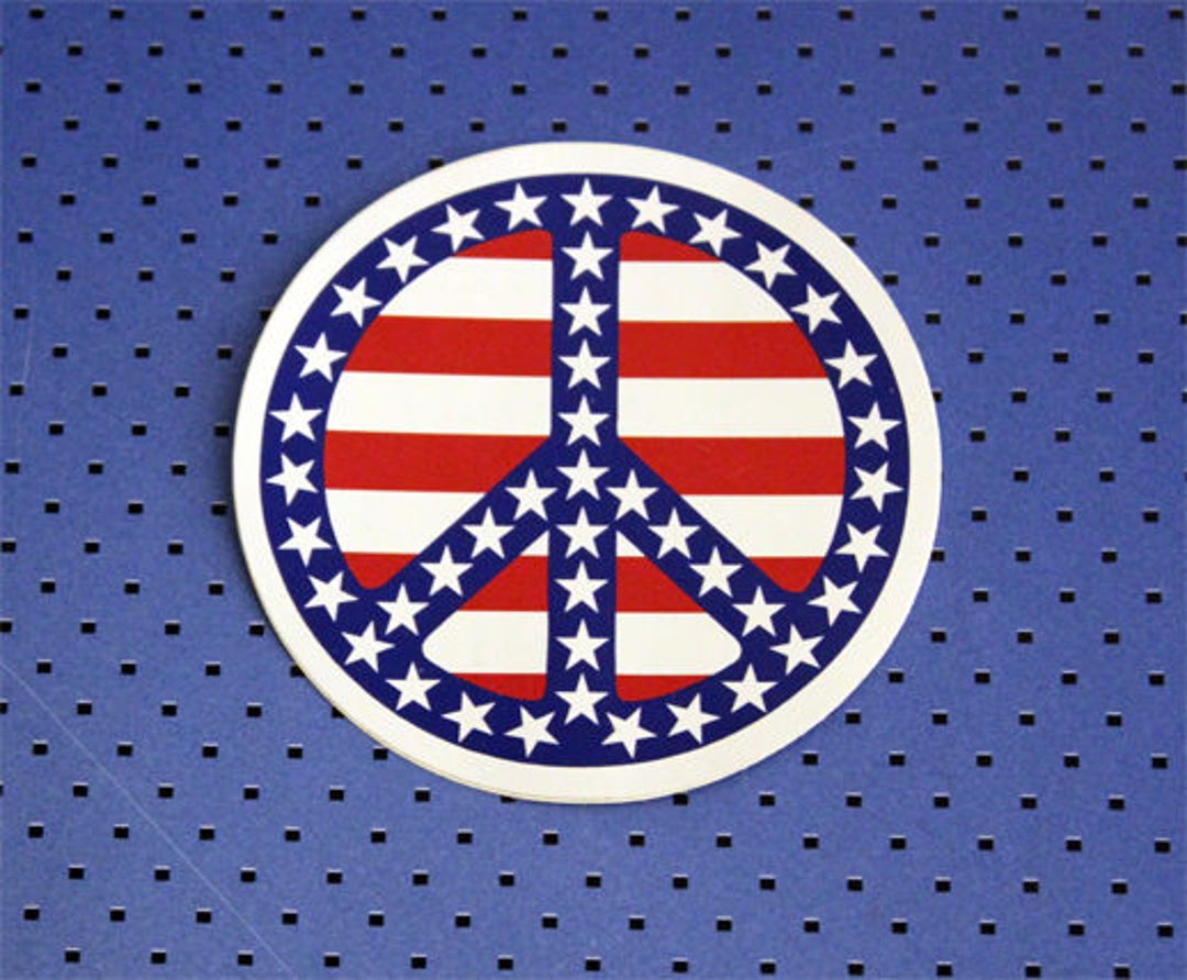 Peace Sign American Flag Bumper Sticker - Etsy