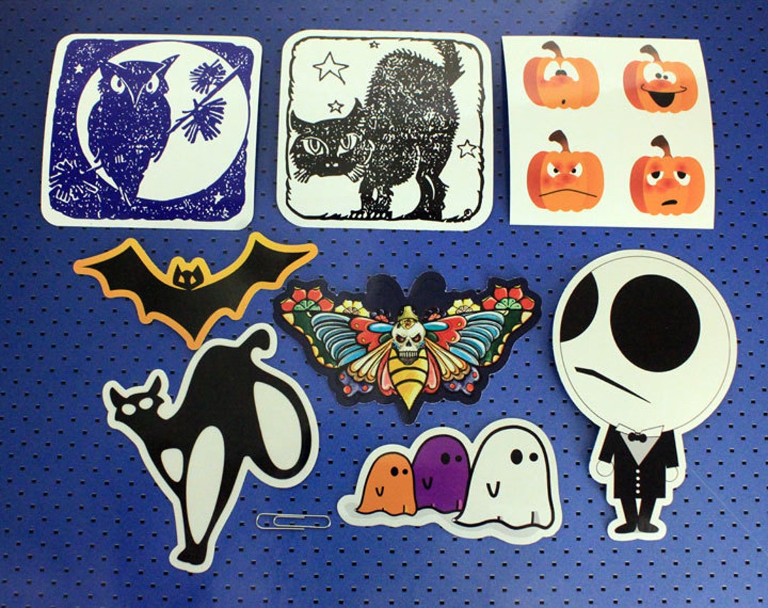 Set of 8 Halloween Bumper Stickers - Etsy