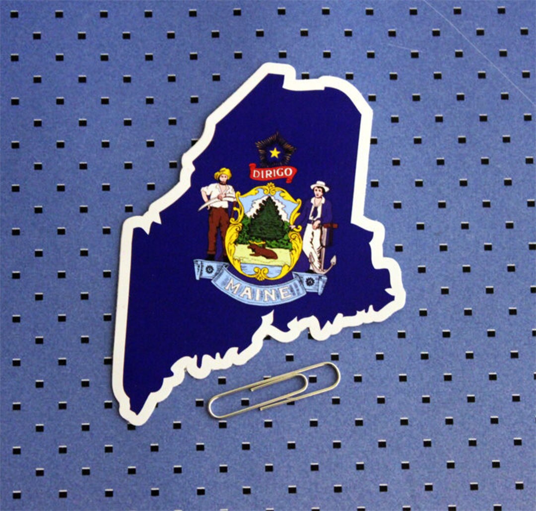 Maine State Shape Flag Bumper Sticker - Etsy