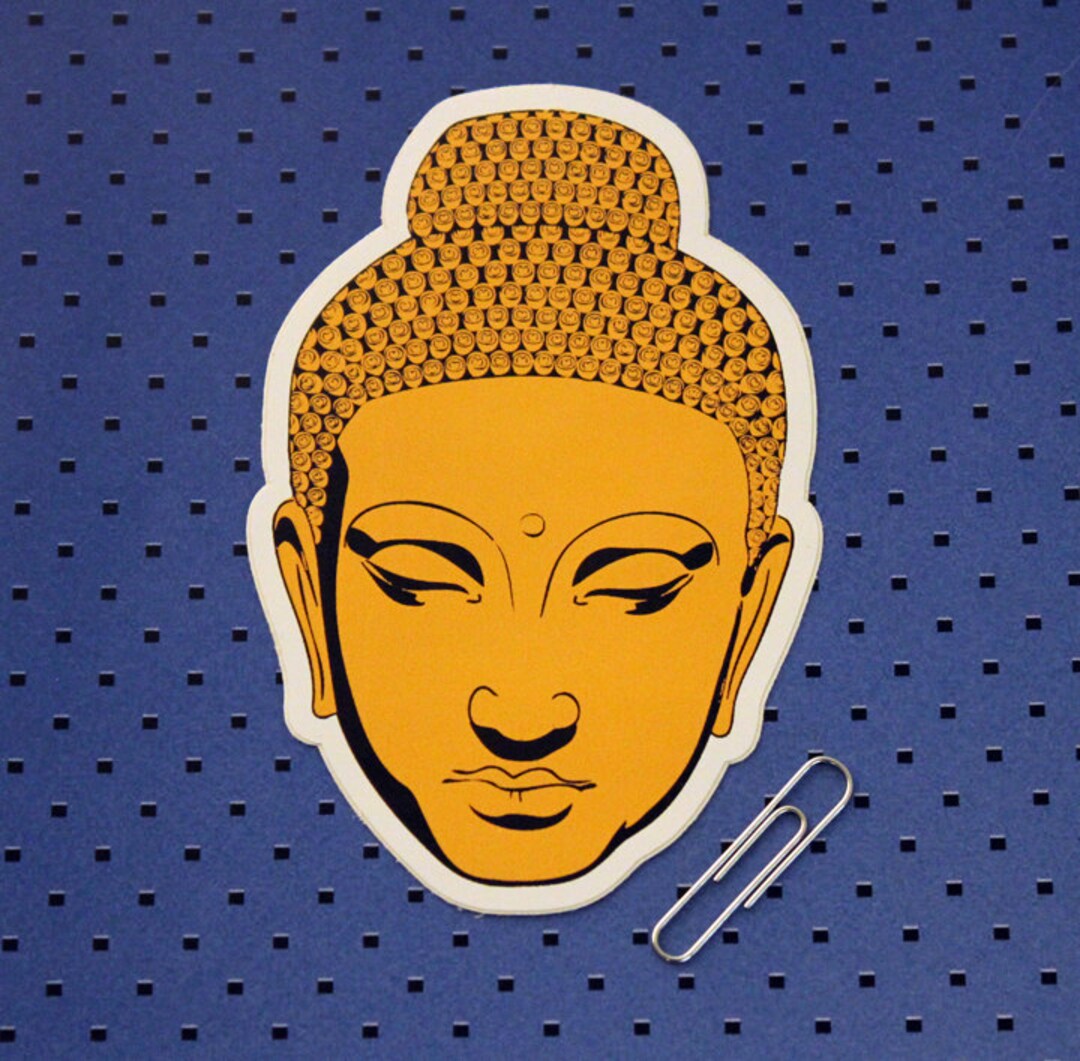 Yellow Buddha Head Bumper Sticker - Etsy