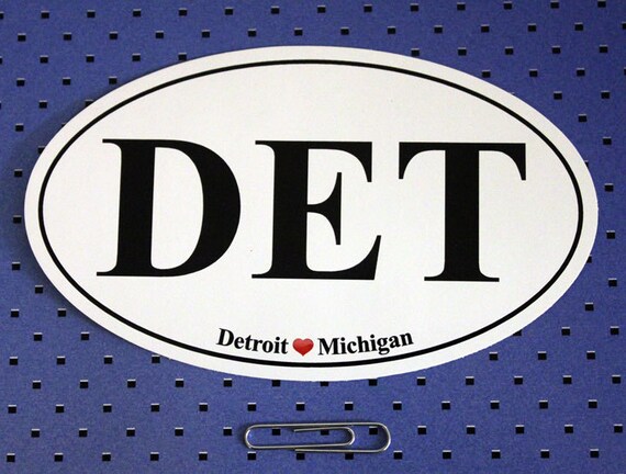 Detroit Michigan DET Oval Bumper Sticker | Etsy