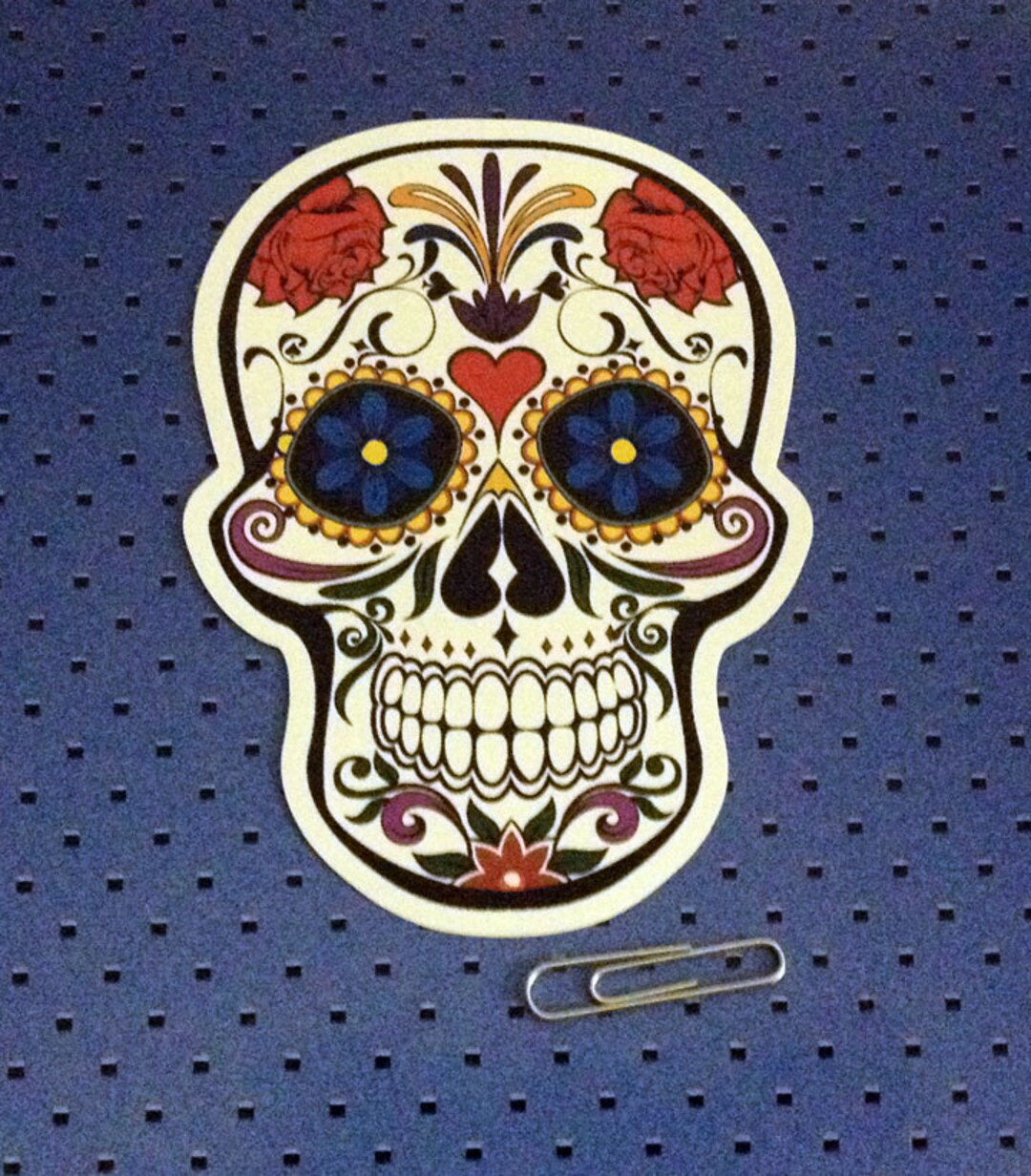 Sugar Skull Bumper Sticker - Etsy