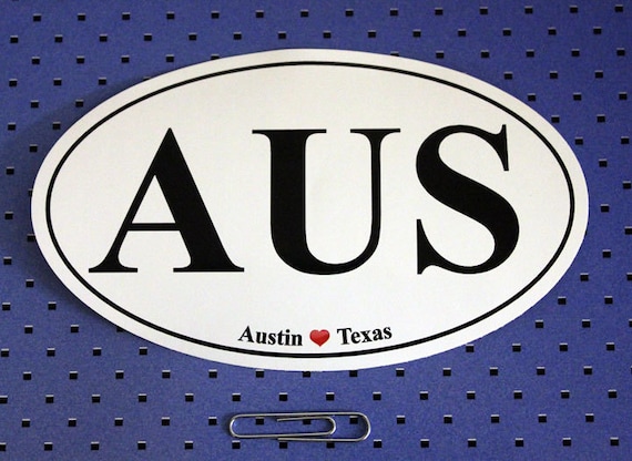 Austin Texas AUS Oval Bumper Sticker | Etsy