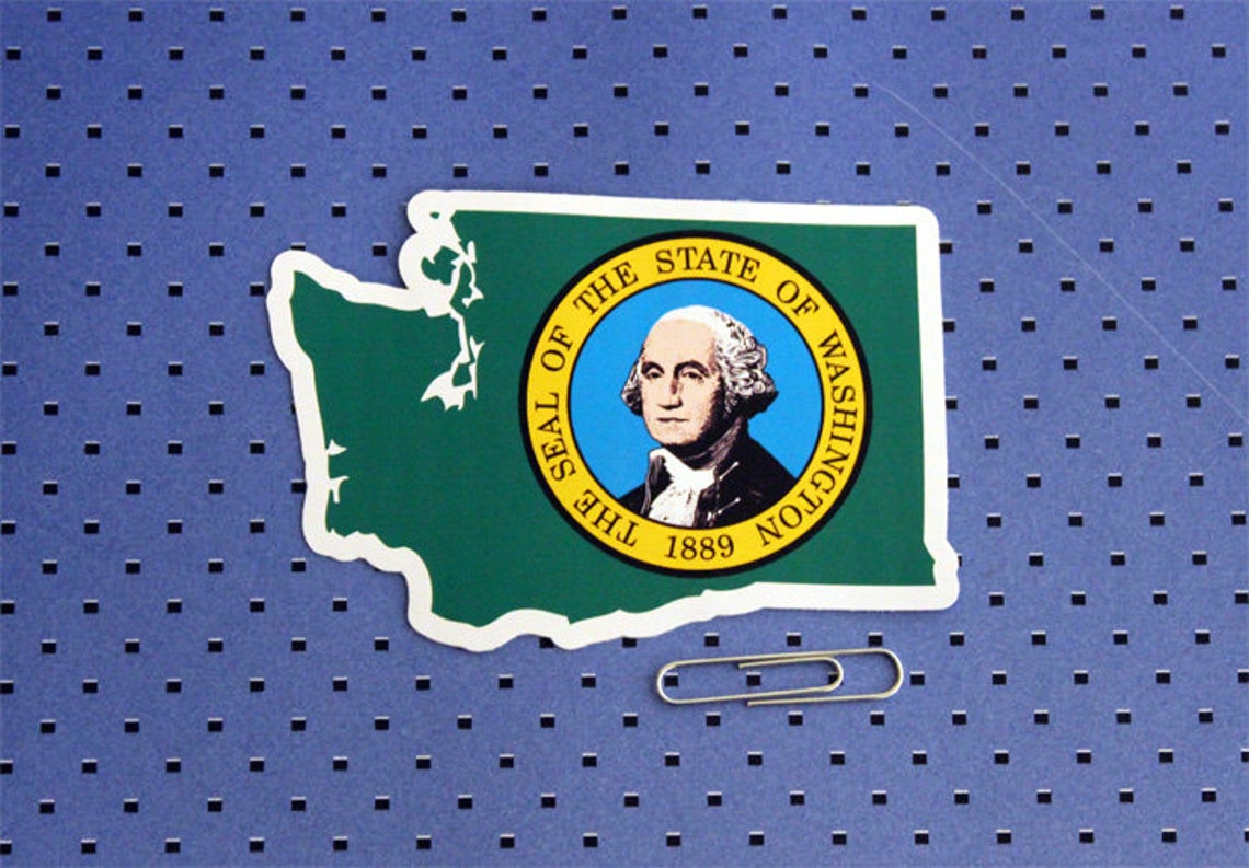 Washington State Shape Flag Bumper Sticker | Etsy