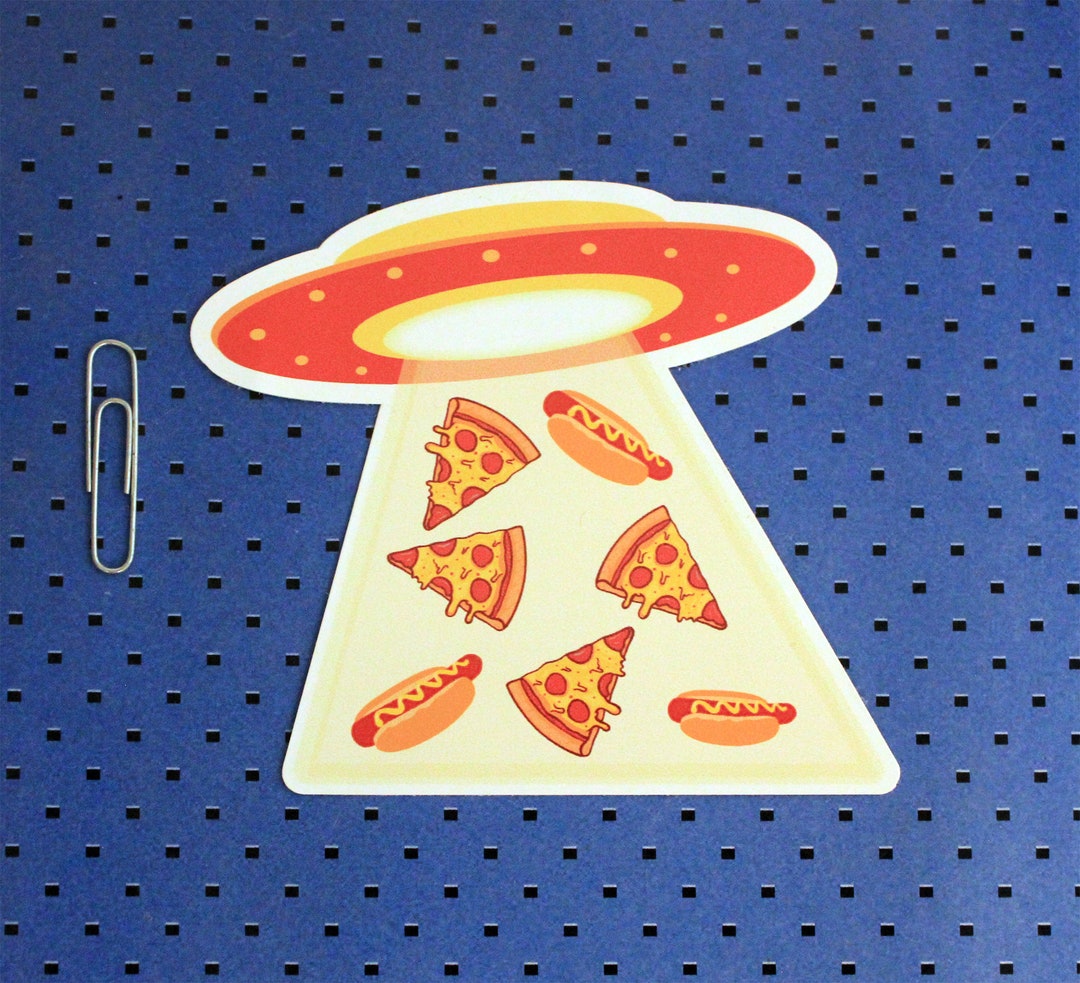 Pizza and Hot Dog UFO Abduction Bumper Sticker - Etsy