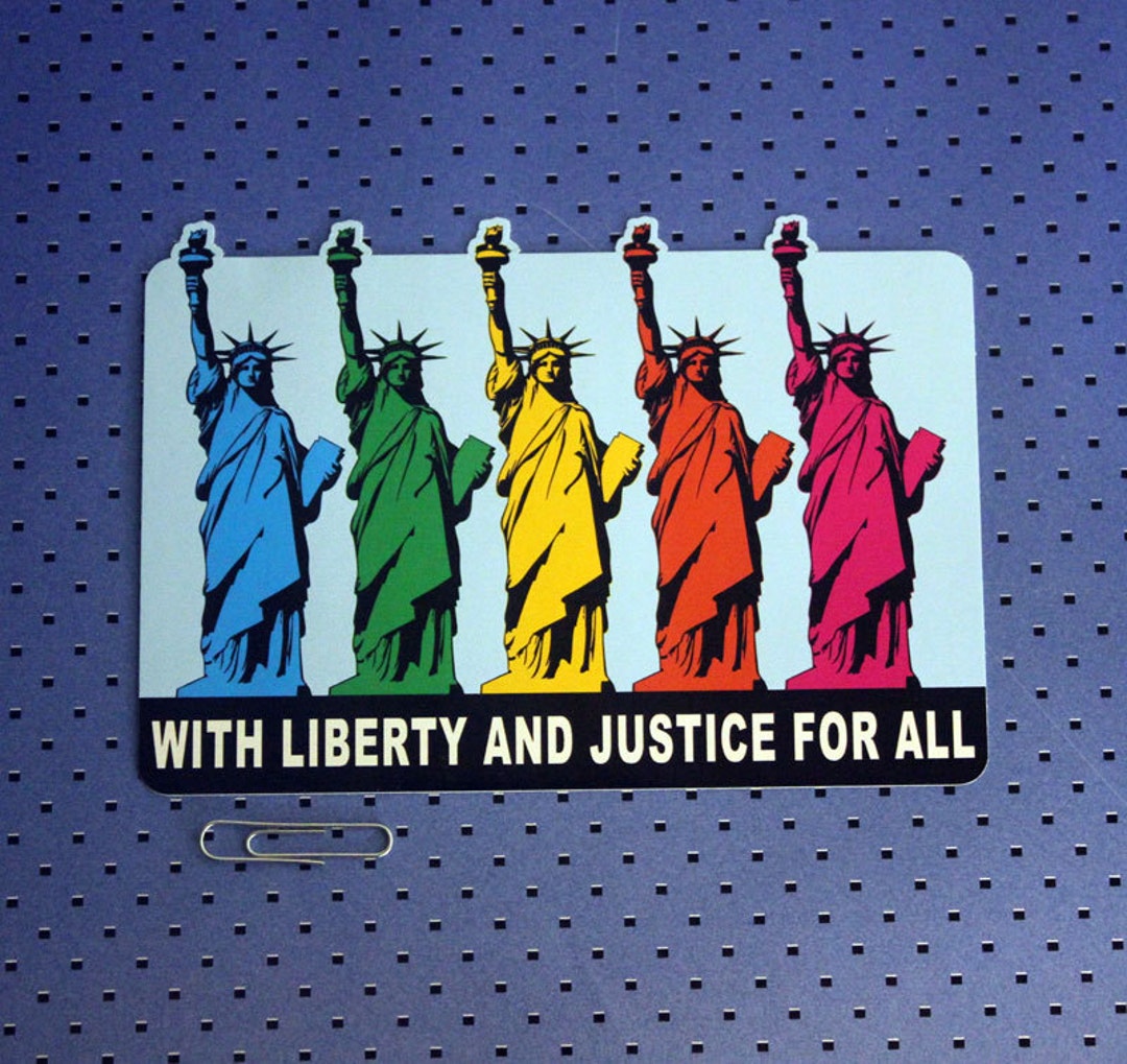 With Liberty and Justice for All Bumper Sticker // Lady Liberty, Statue ...